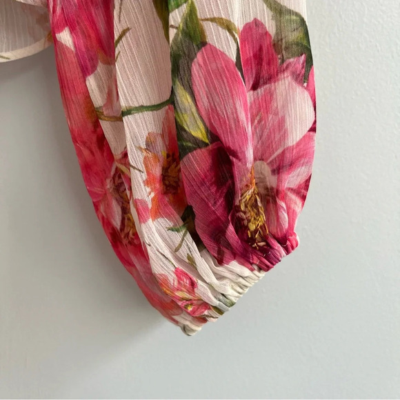 Express | Tops | Express Nwt Floral Ruffle Sheer Blouse Size Xs Pinks ...